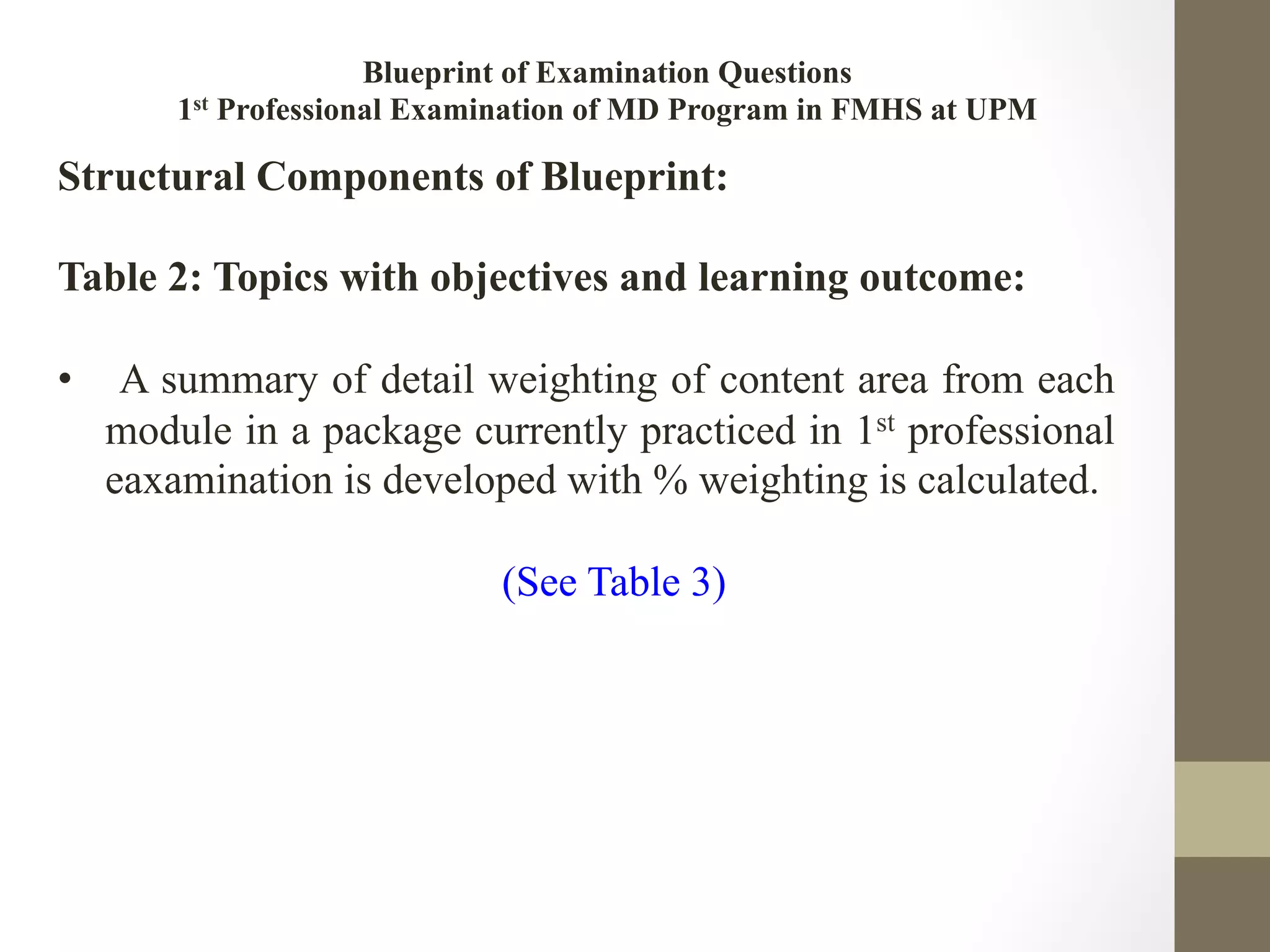Blueprint of exam questions | PDF