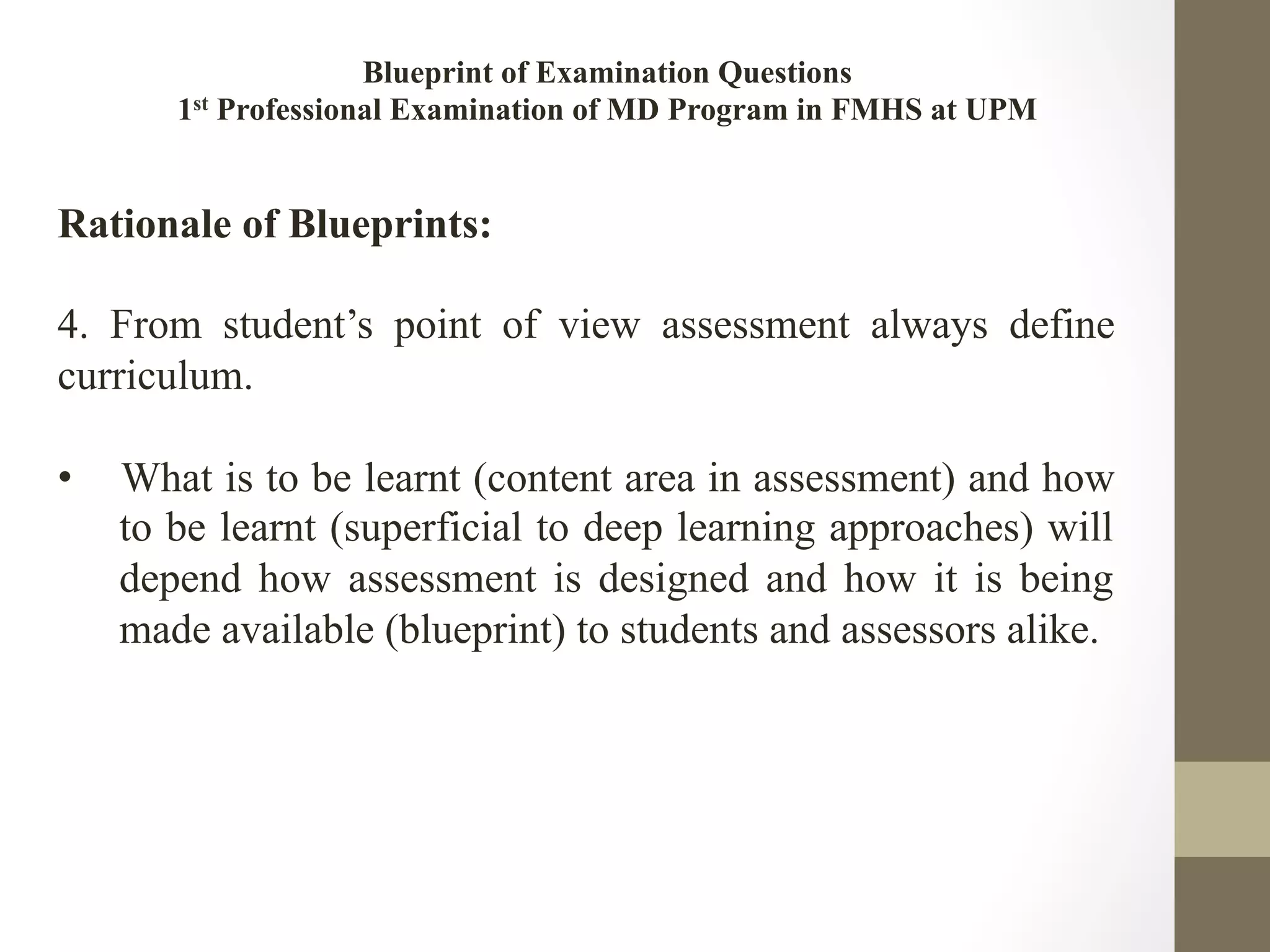 Blueprint of exam questions | PDF