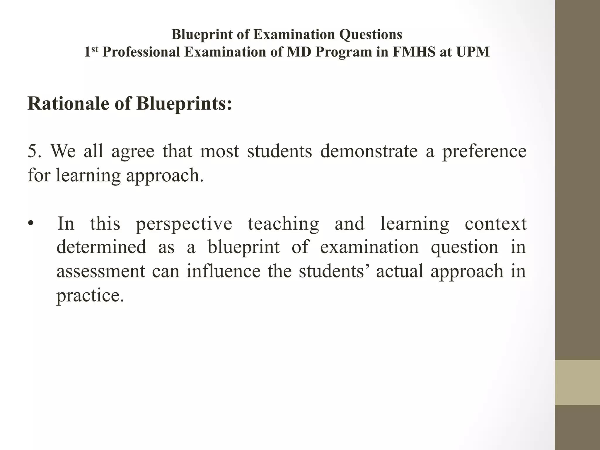 Blueprint of exam questions | PDF