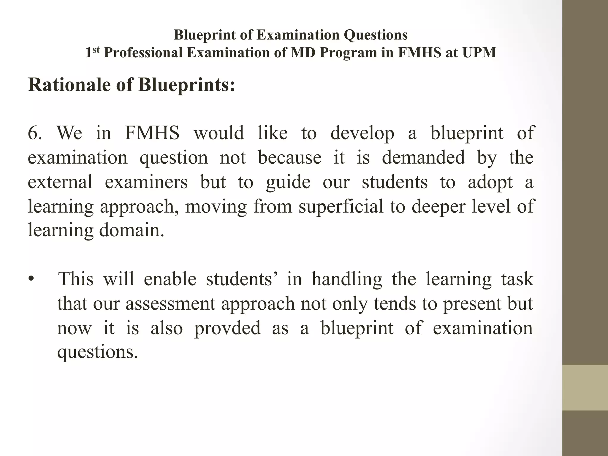 Blueprint of exam questions | PDF