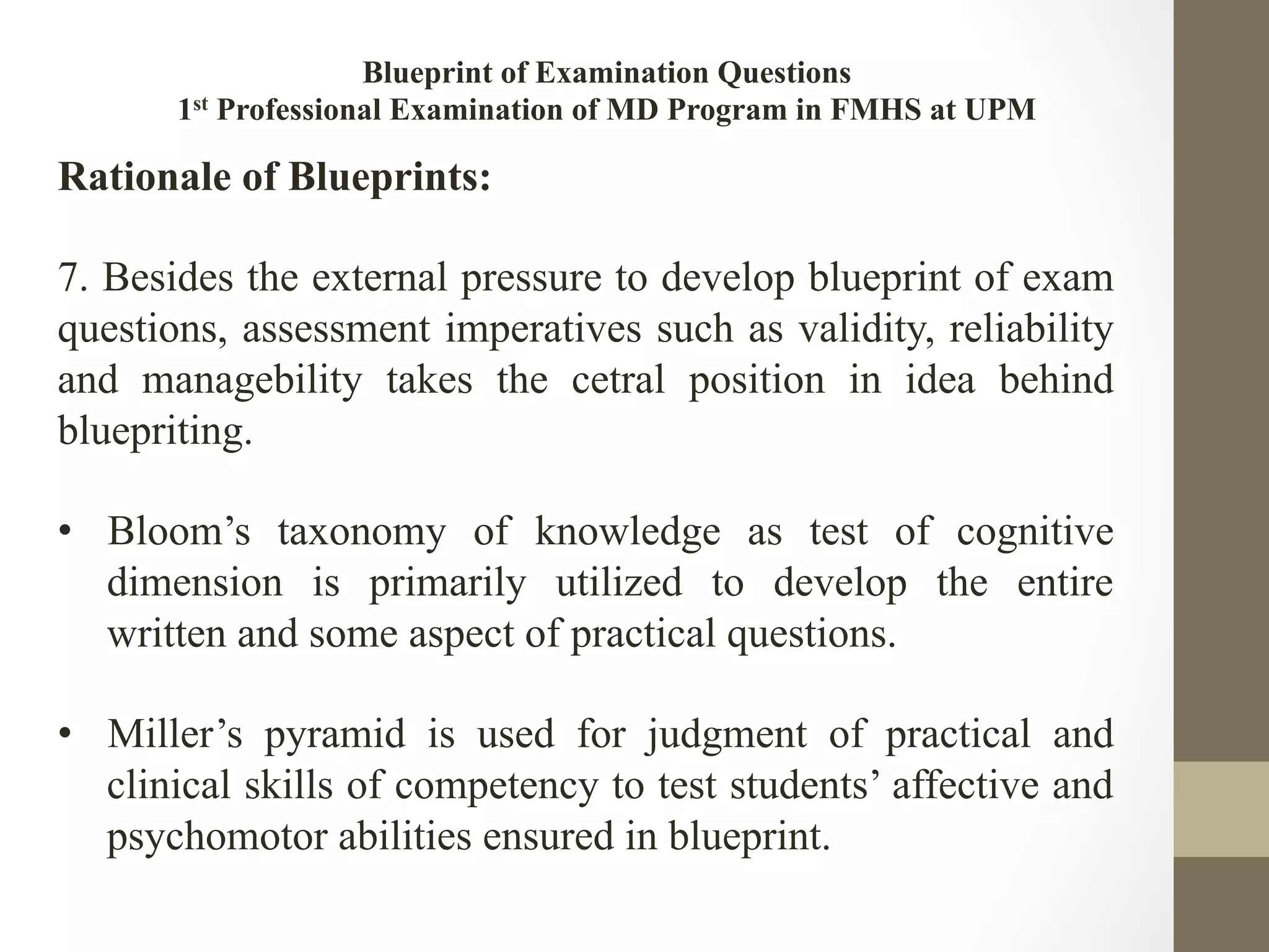 Blueprint of exam questions | PDF