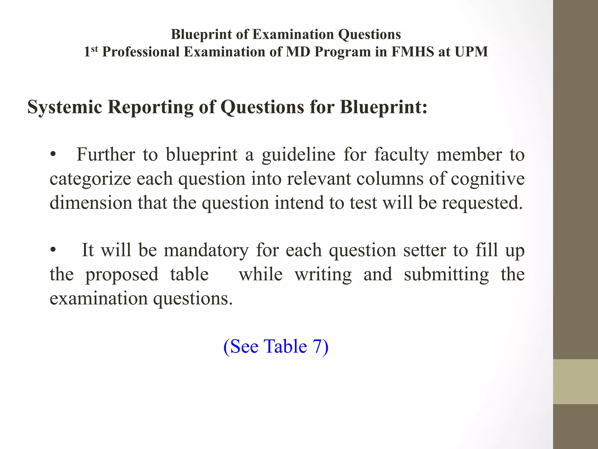 Blueprint of exam questions | PDF
