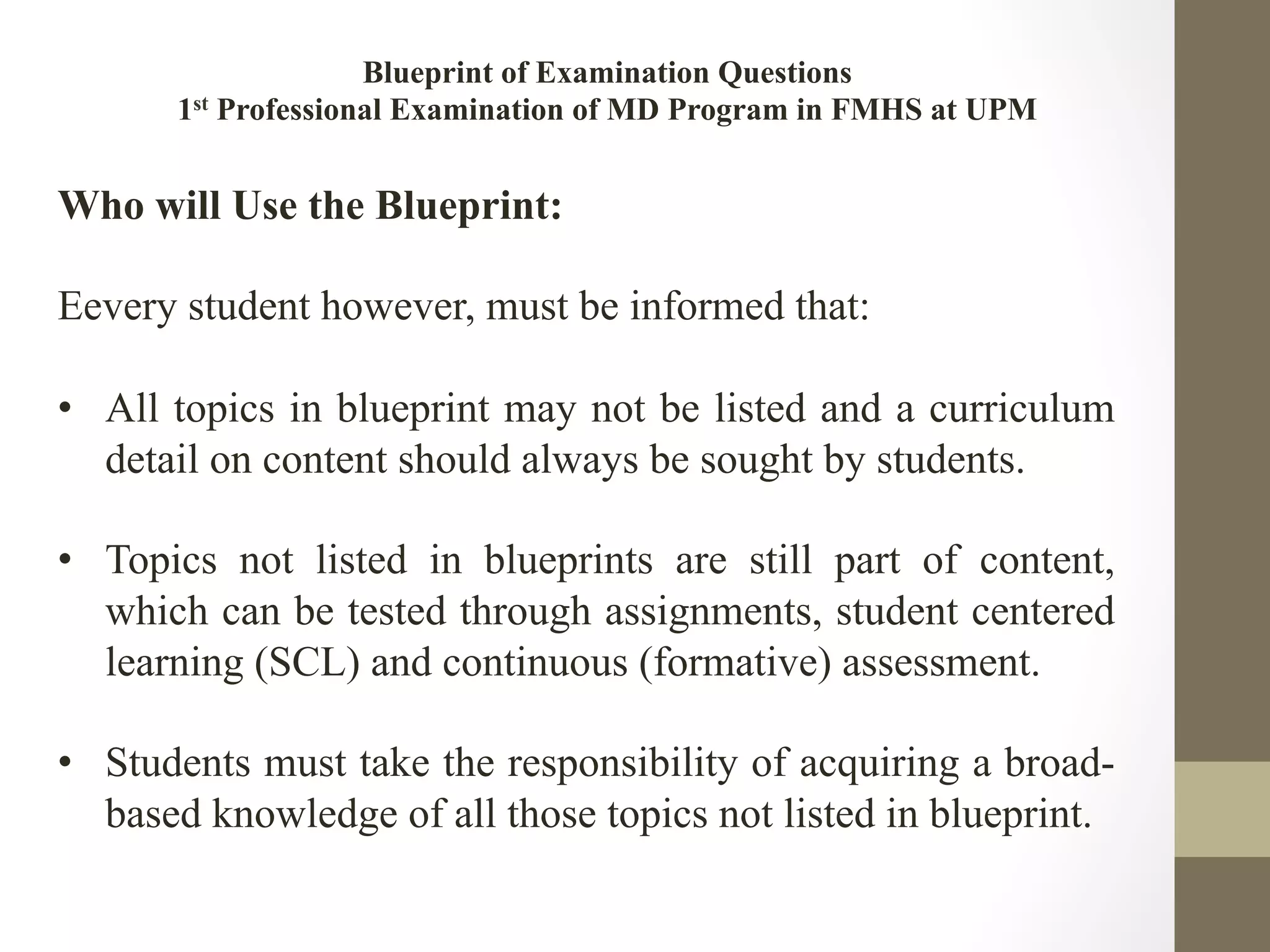 Blueprint of exam questions | PDF