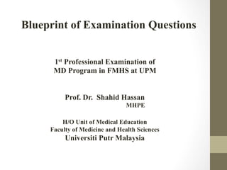 Blueprint of exam questions | PDF