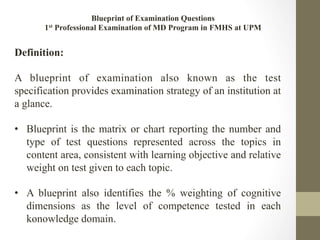 Blueprint of exam questions | PDF
