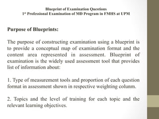 Blueprint of exam questions | PDF