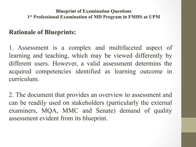 Blueprint of exam questions | PDF | Educational Assessment | Education