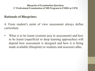 Blueprint of exam questions | PDF