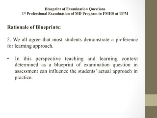 Blueprint of exam questions | PDF