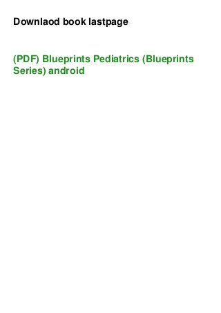 ( PDF ) Blueprints Pediatrics (Blueprints Series) android