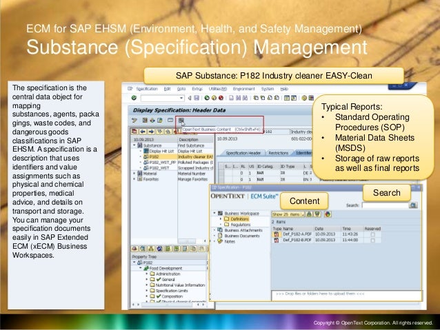 SAP Extended ECM for SAP EHSM (Environment, Health, and Safety Manage…