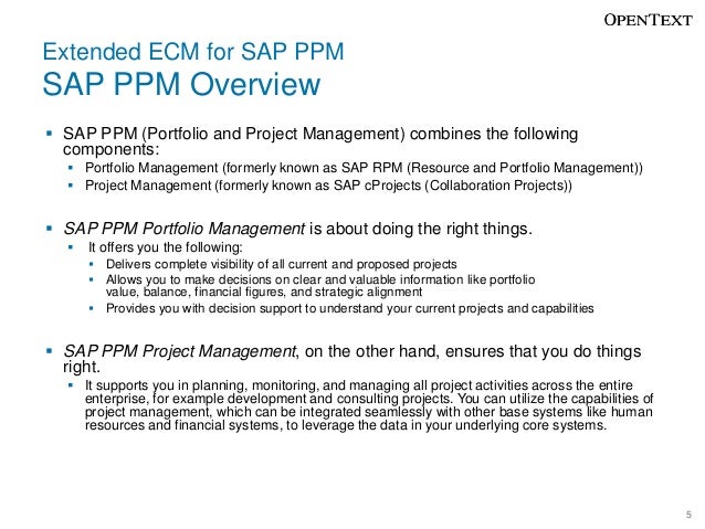 SAP Extended ECM for SAP PPM (Portfolio and Project Management)