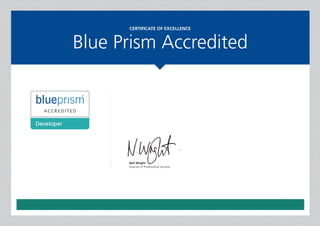 Blue Prism Developer Accreditation Certificate | PDF
