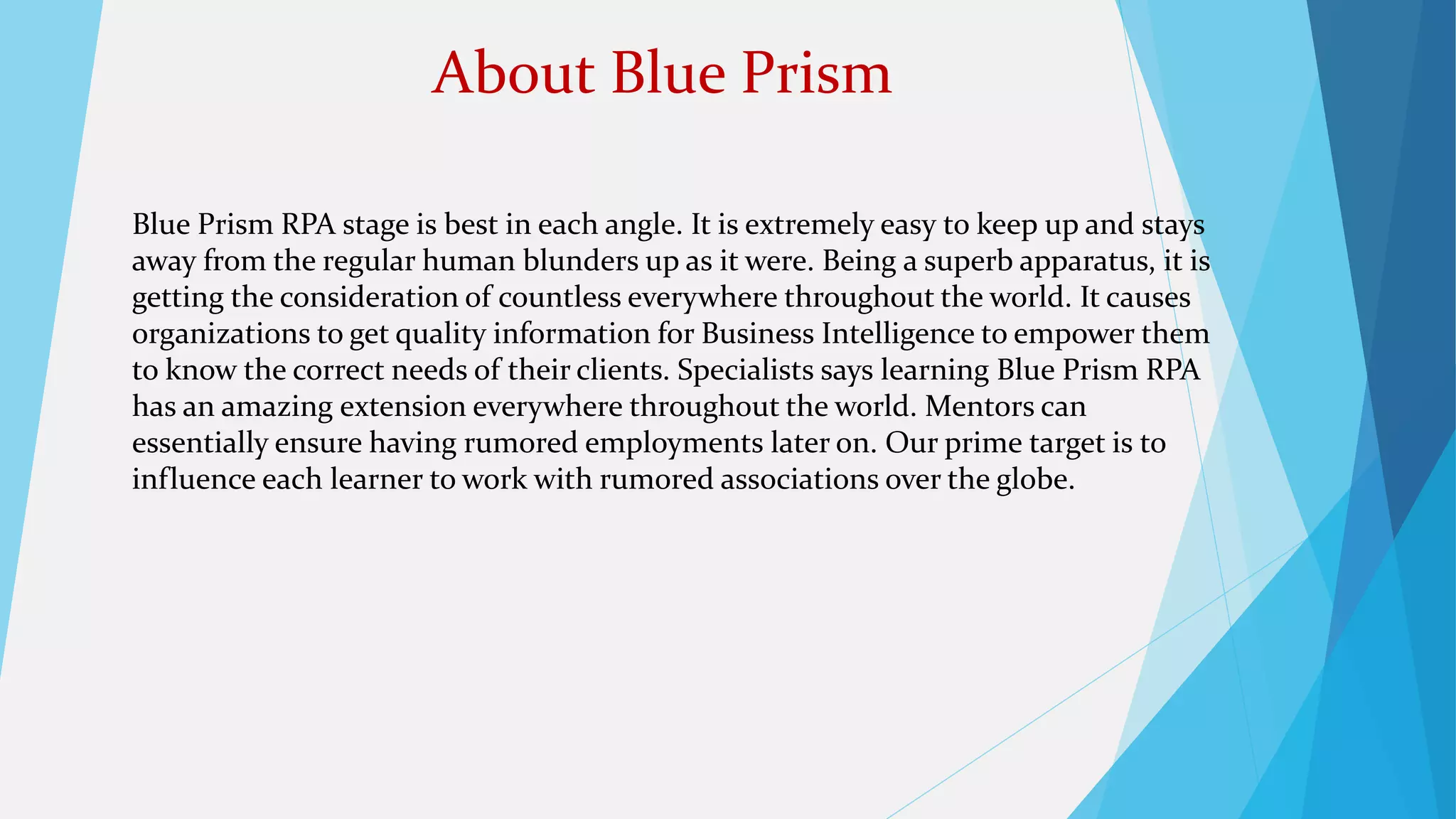 Blue prism online training | PPT