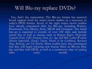 Blue ray disc seminar representation | PPT | Home Entertainment Systems ...