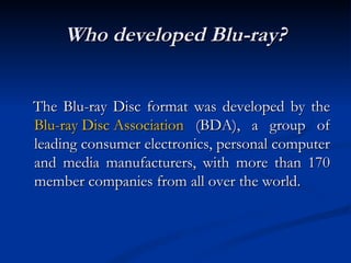 Blue ray disc seminar representation | PPT
