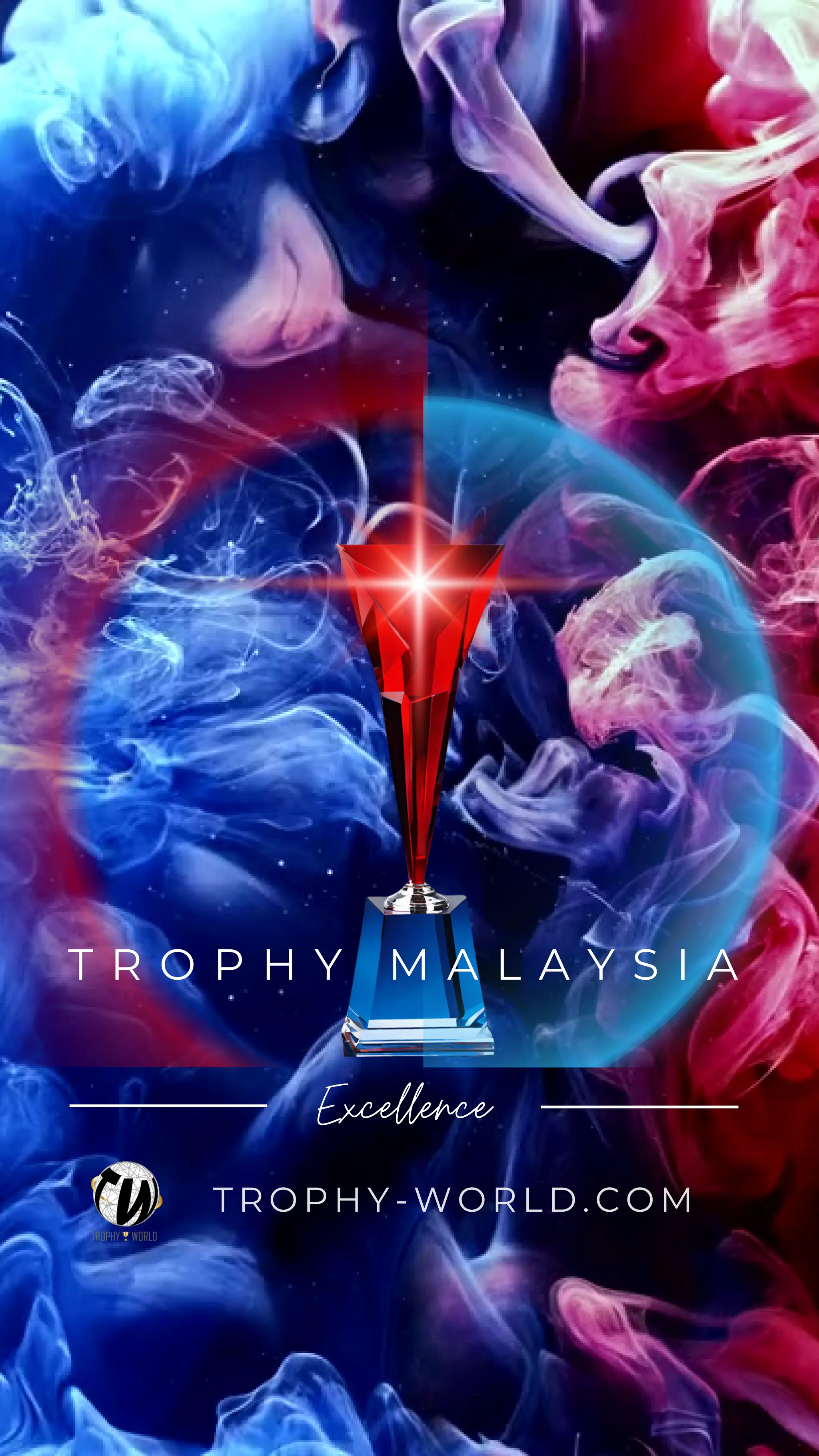 Blue Red Crystal Trophy at Trophy-World Malaysia | Custom Trophies ...