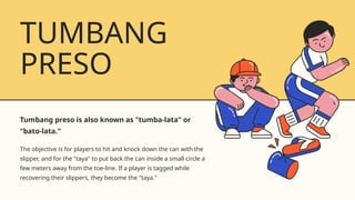 Blue Red Yellow Illustrative PE Filipino Traditional Games Presentation ...