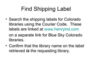 Blue Sky Express Shipping Instructions | PPT