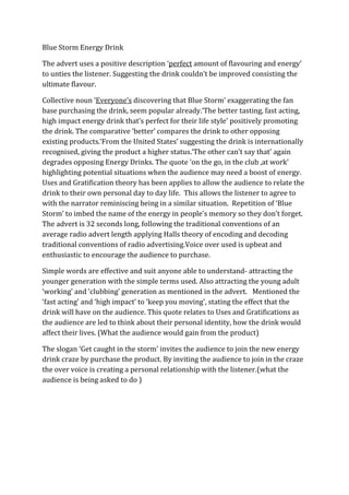 Blue storm energy drink ana | DOCX | Food & Drink