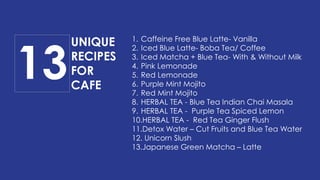 Blue Tea Concept Drinks & Food for Cafe | PDF
