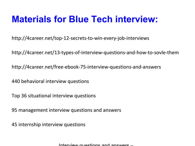 Blue tech interview questions and answers | PPT