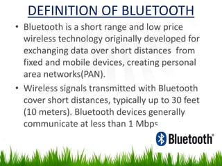 WIRELESS TECHNOLOGY-Bluetooth | PPT