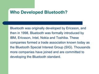 Bluetooth | PPT | Computer Networking | Computing