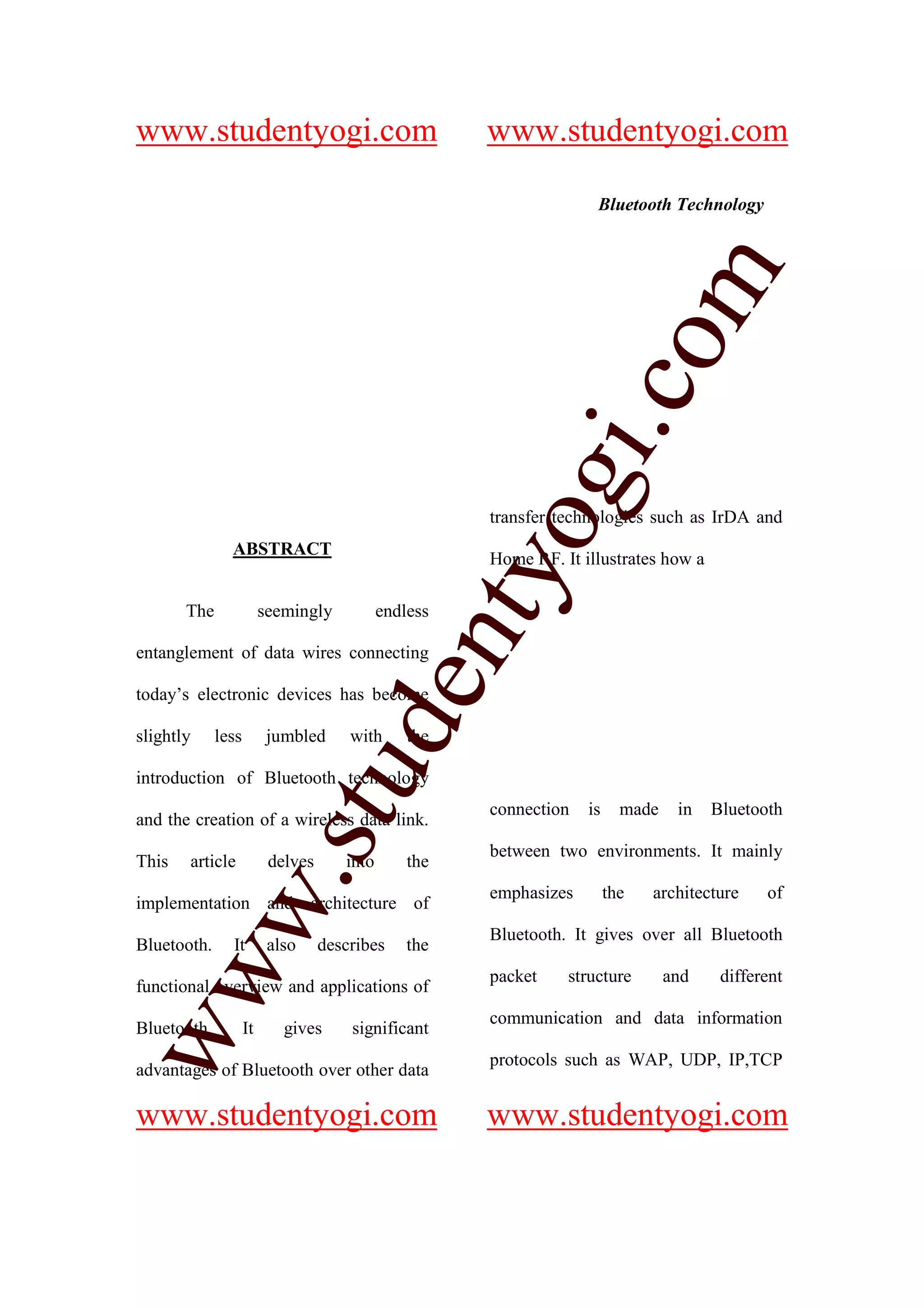 Bluetooth Paper Presentation | PDF