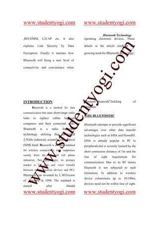Bluetooth Paper Presentation | PDF