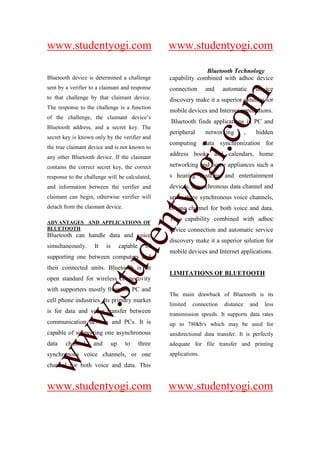 Bluetooth Paper Presentation | PDF