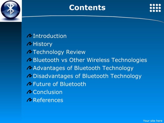 Bluetooth Technology | PPT | Computer Networking | Computing