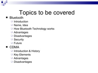 Bluetooth & cdma technology | PPT