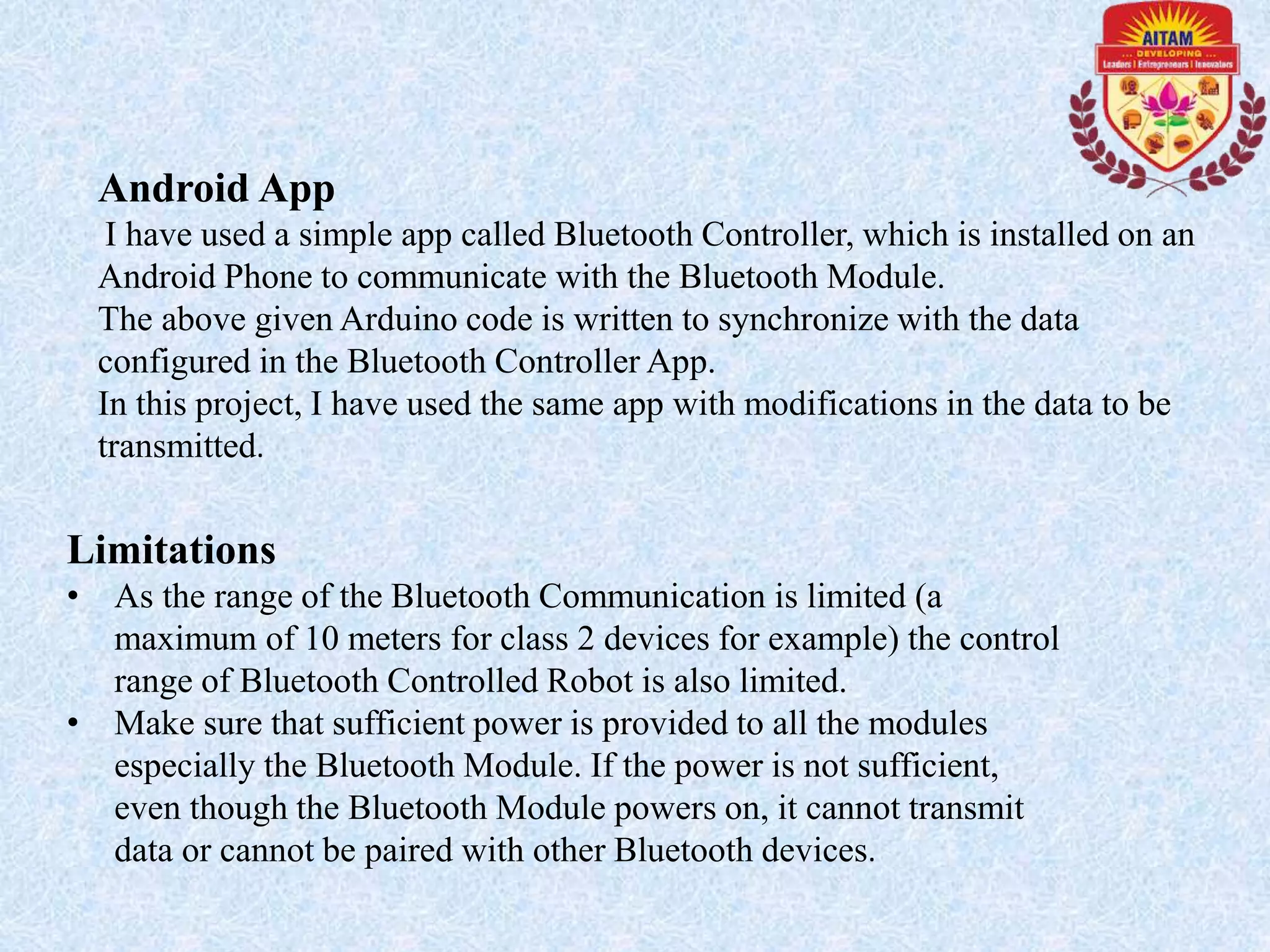 Bluetooth controled robot | PPTX