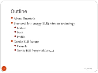 Bluetooth low energy(ble) wireless technology | PPT