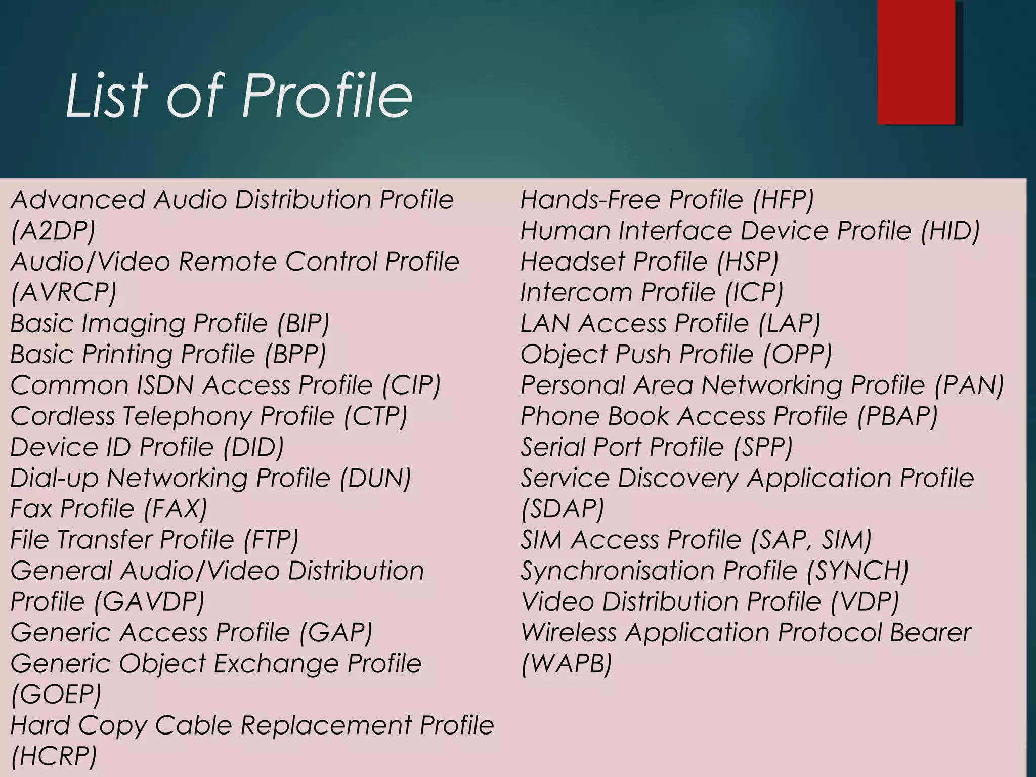 Bluetooth profile | PPT