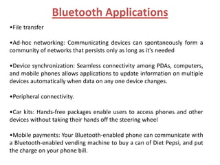 Bluetooth, RFID and WiMAX Technologies | PPTX