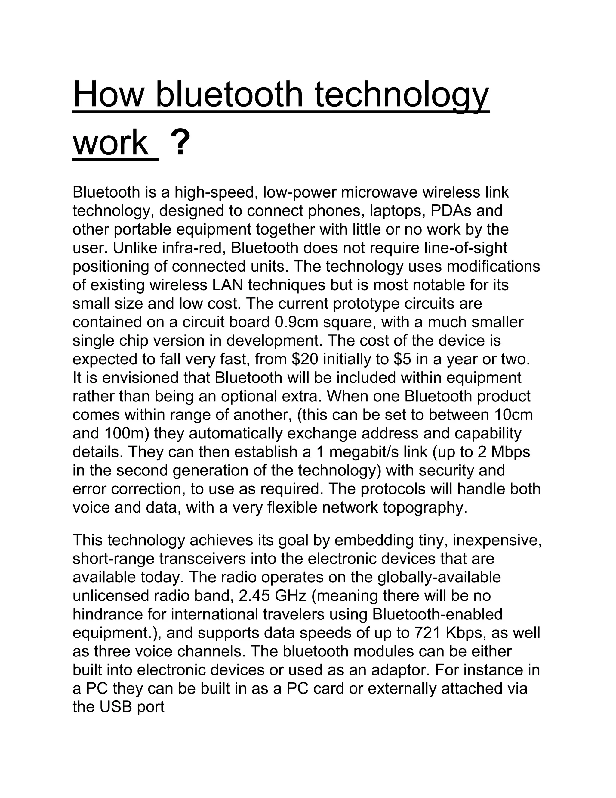 Bluetooth technology | DOCX