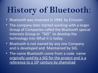 Bluetooth technology by shamshad | PPT