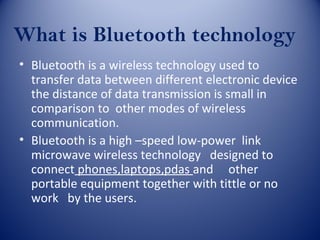 Bluetooth technology by shamshad | PPT