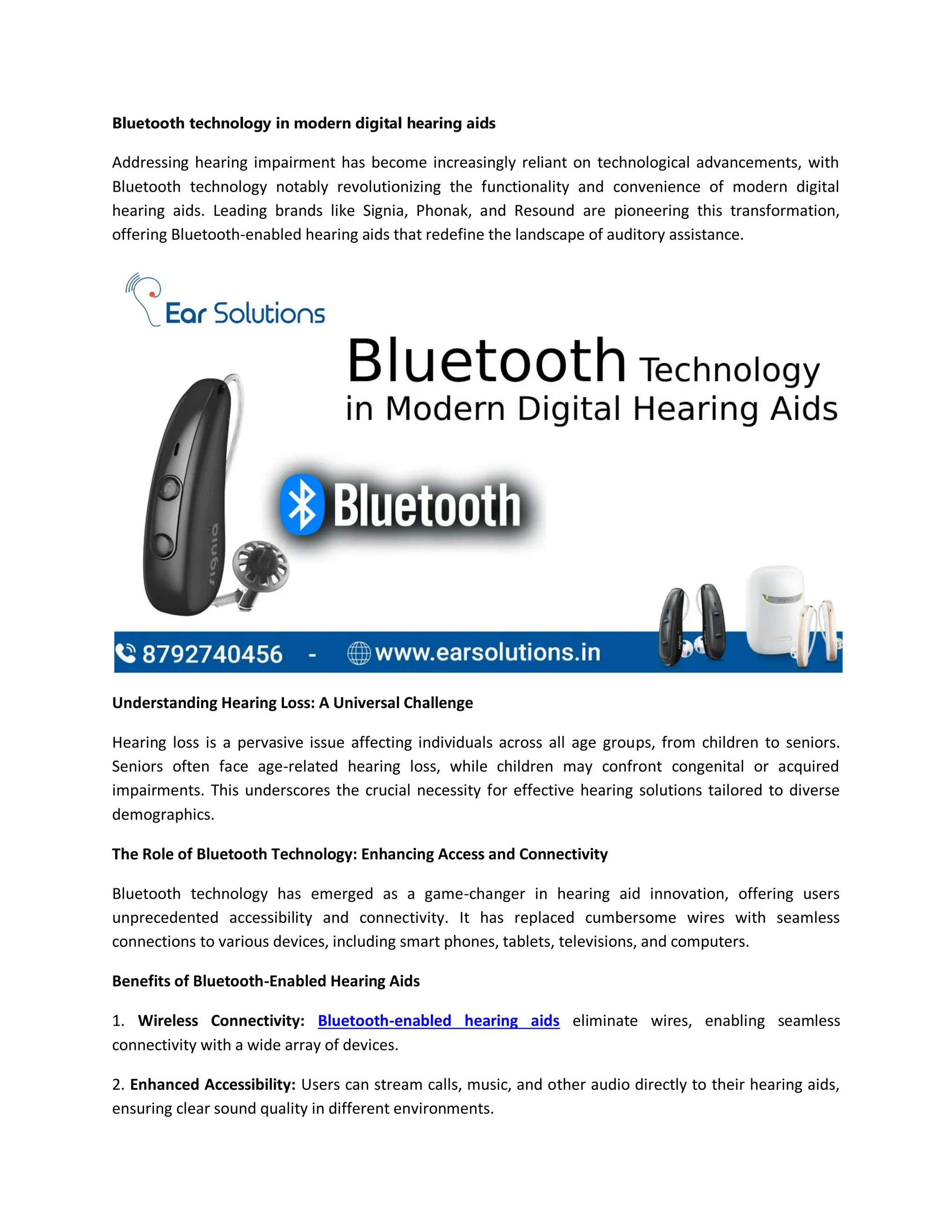 Bluetooth technology in modern digital hearing aids | PDF