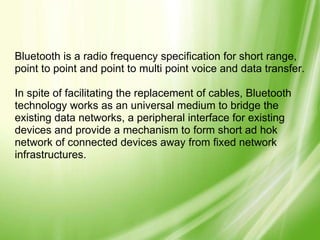 Bluetooth technology presentation | PPT