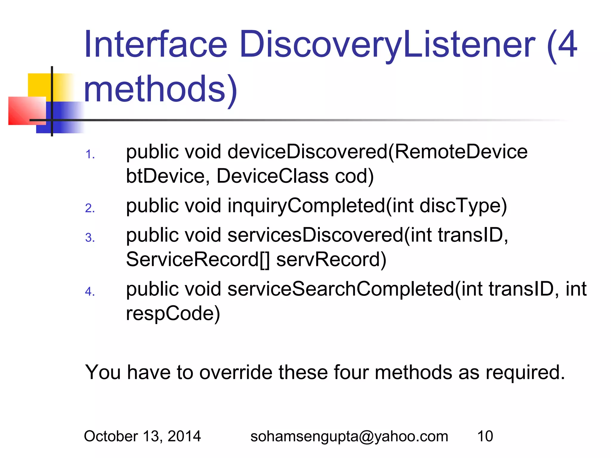 JSR-82 Bluetooth tutorial | PPT