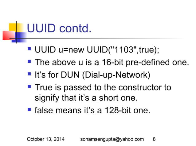 JSR-82 Bluetooth tutorial | PPT