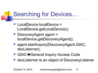 JSR-82 Bluetooth tutorial | PPT