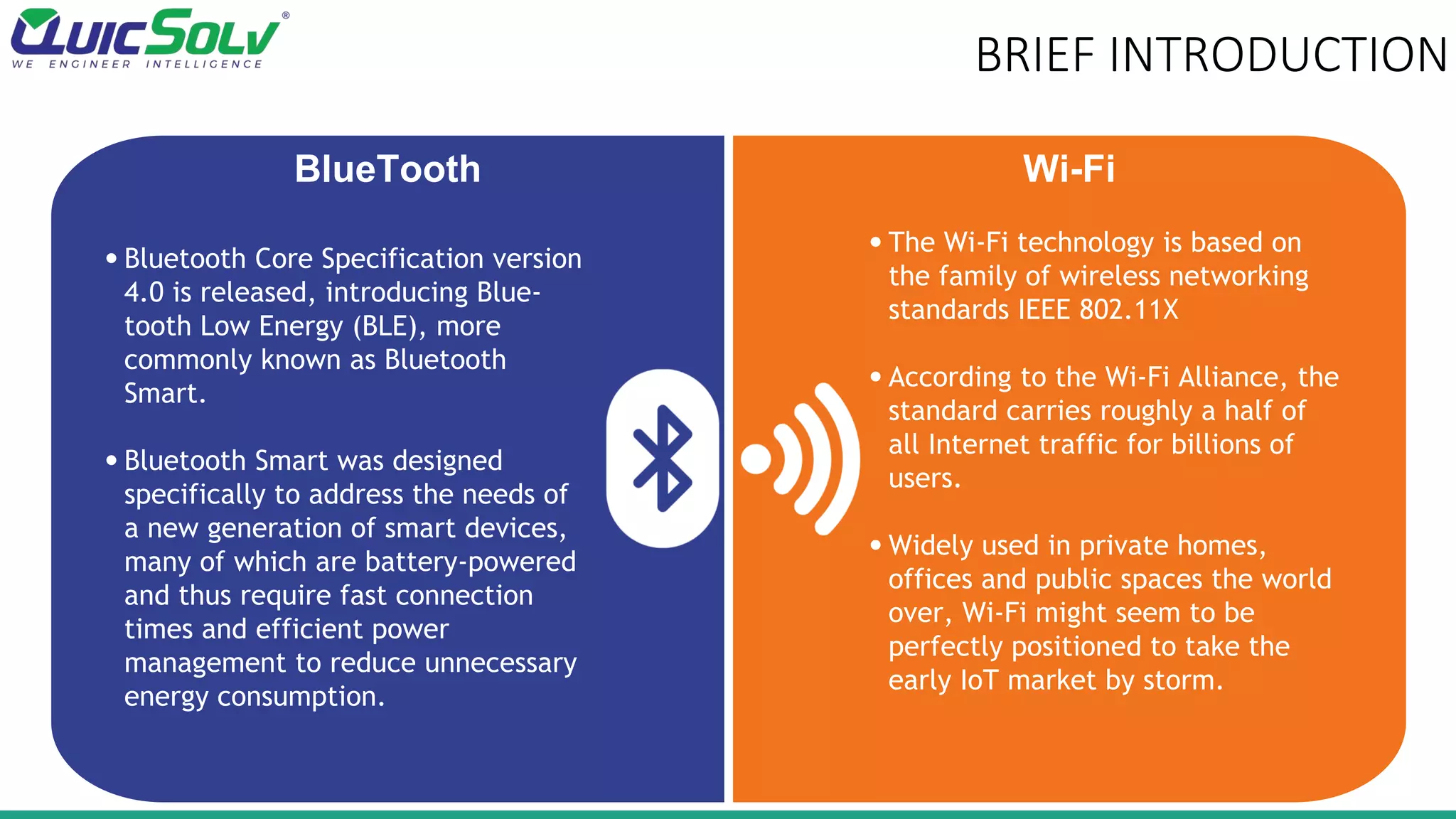 Bluetooth vs Wi-Fi comparison for IoT Solutions | PPTX