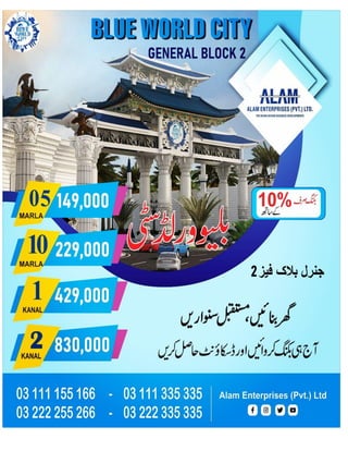 Blue World City- Sports Valley, Awami Block, Waterfront Block, Blue ...