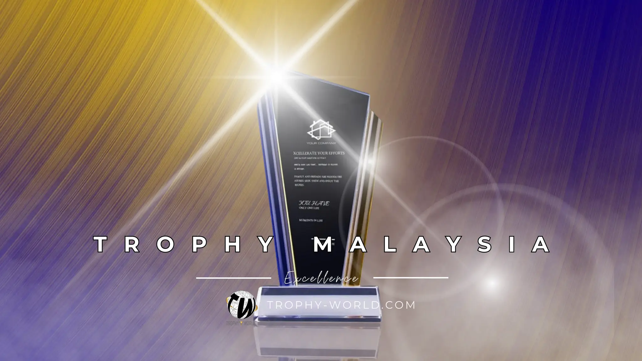Blue Yellow Crystal Trophies at Trophy-World Malaysia | Custom Trophies ...