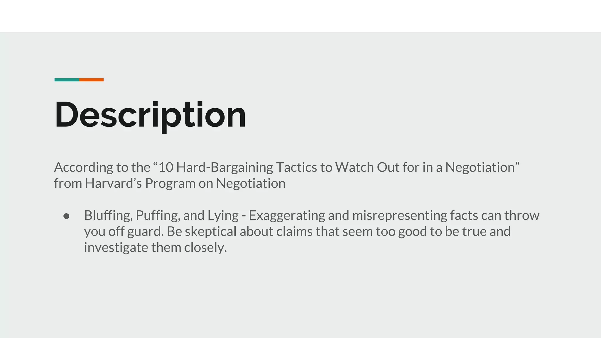 Bluffing, Puffing, and Lying - Negotiation | PPTX