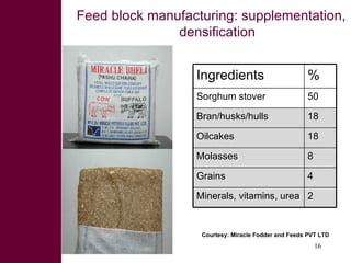Dual-purpose crop developments, fodder trading and feed processing ...